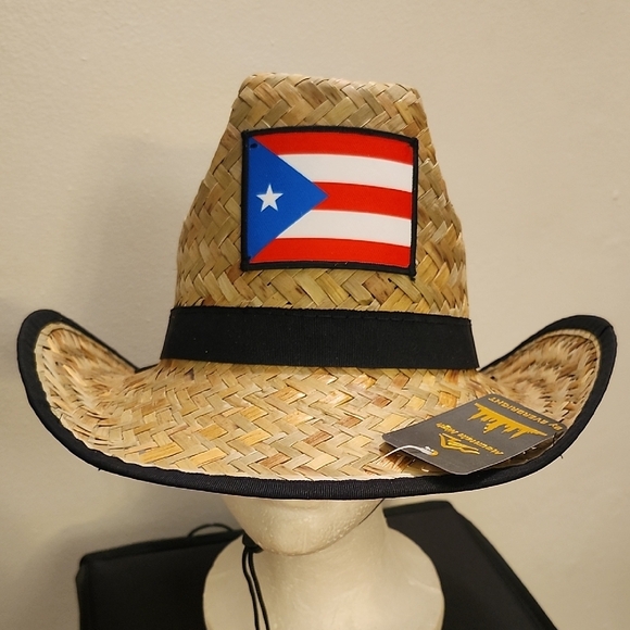 Accessories | Straw Cowboy Hat With Puerto Rican Flag | Poshmark